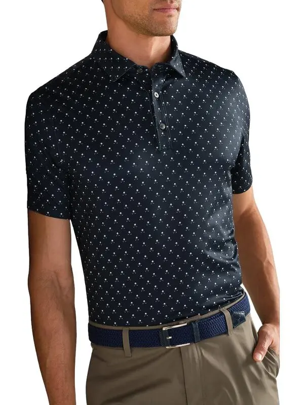 RHONE Drive Time Performance Polo - True Navy/white Club Print