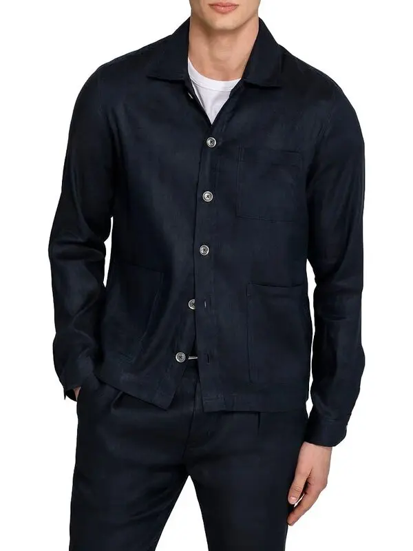 W.R.K Linen Blend Shirt Jacket - Navy