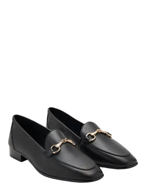 Mango Buckle Leather Loafer - Black