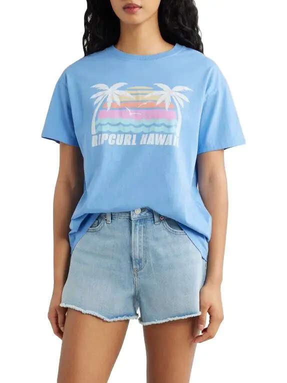 Rip Curl Malibu Relaxed Graphic T-shirt - Cornflower Blue Haw