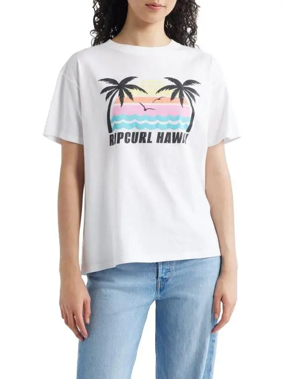 Rip Curl Malibu Relaxed Graphic T-shirt - Hawaii White