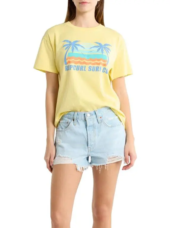 Rip Curl Malibu Relaxed Graphic T-shirt - Lemon