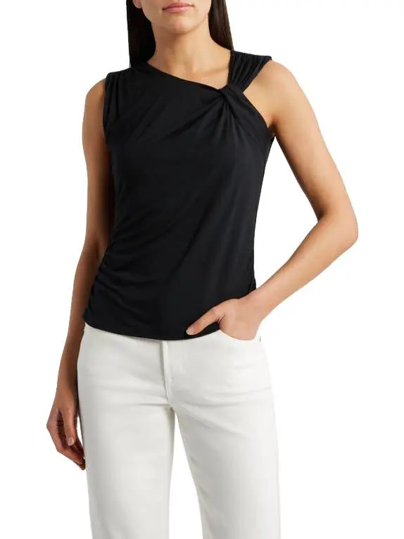 CITY BLUES Asymmetric Neck Sleeveless Top - Black