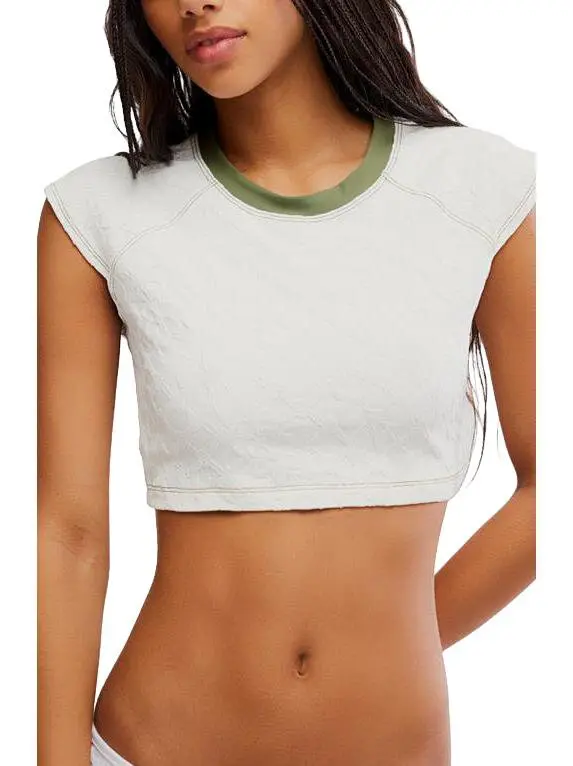 Free People Sonny Jacquard Crop Cover-up T-shirt - White