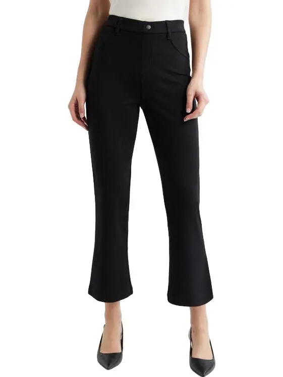 Hue Double Soft Jersey Pull-on Kick Flare Pants - Black