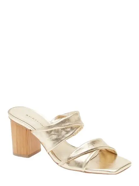 KOKO + PALENKI Alia Ruched Slide Sandal - Gold Metallic Leather
