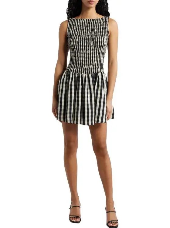 LUCY PARIS Ellen Gingham Mini Dress - Black