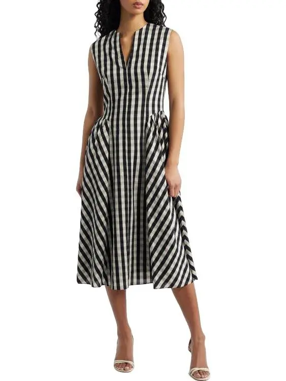 LUCY PARIS Vivian Gingham Midi Dress - Black