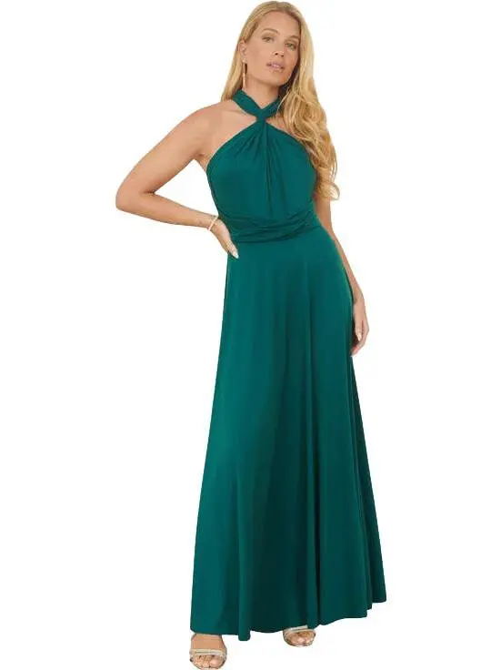 YUMI Jersey Stretch Multiway Maxi Dress - Green