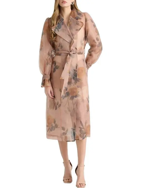 NVLT Organza Trench Coat - Floral
