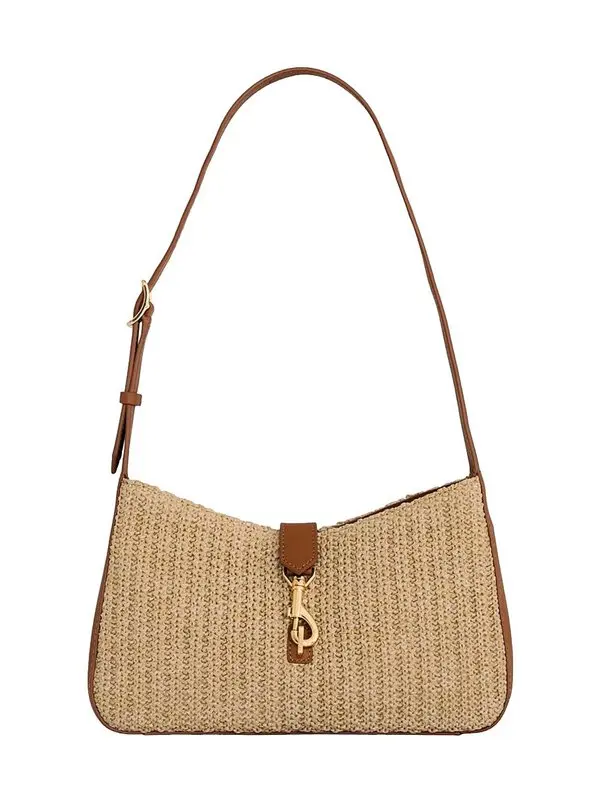 Rebecca Minkoff Woven Straw And Leather Shoulder Bag - Natural/caramello