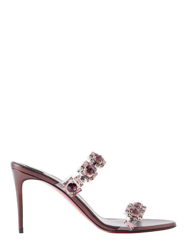 CHRISTIAN LOUBOUTIN Just Jewel 85 Embellished Pvc And Metallic Leather Sandals - Burgundy