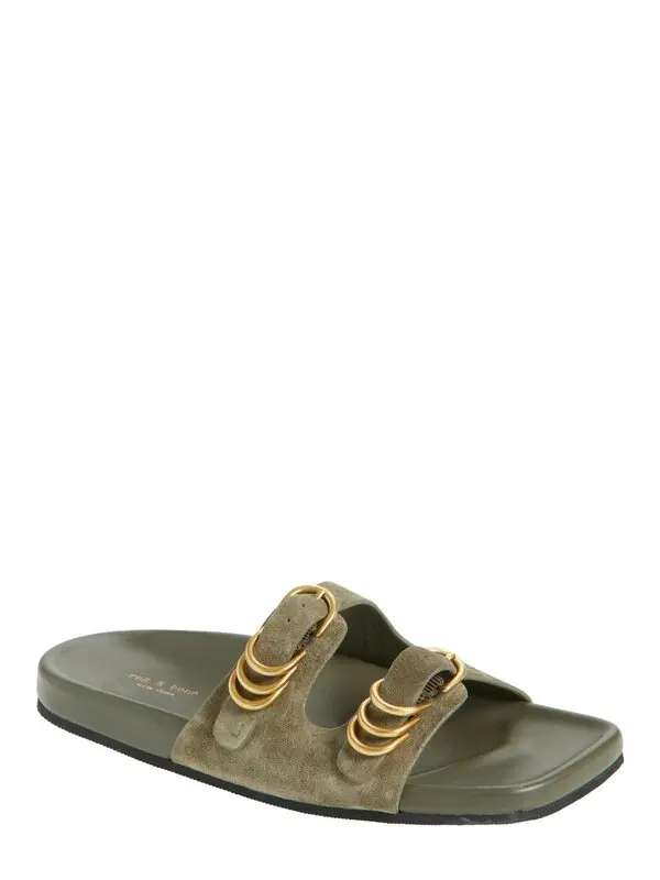 Rag & Bone Rue Slide Sandal - Olive Suede