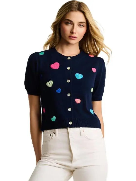 Lisa Todd Royal Flush Cotton Cardigan - Navy