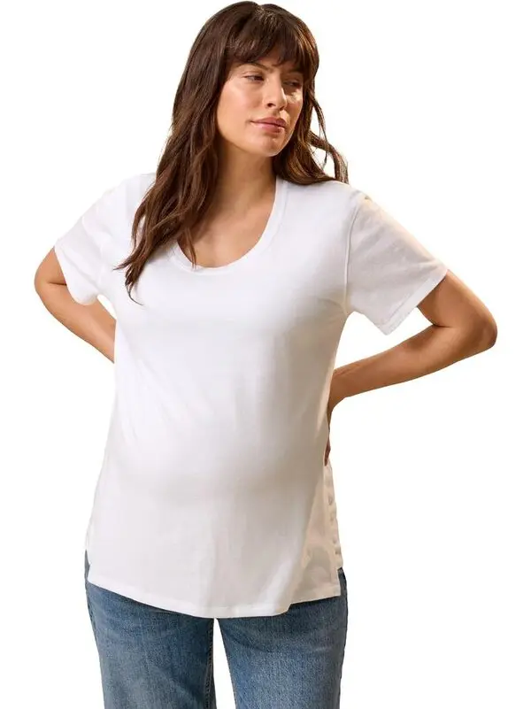 KINDRED BRAVELY Relaxed Cotton Scoop Neck Maternity & Nursing Tee - White