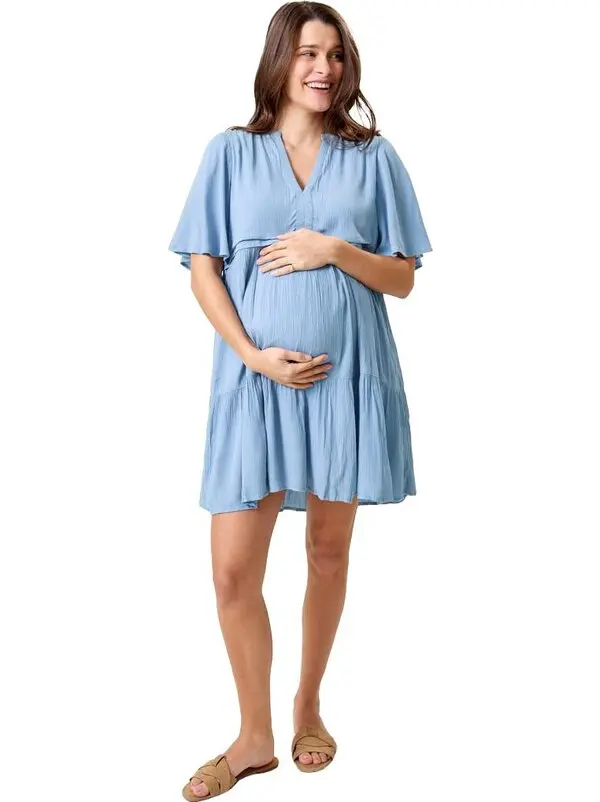 KINDRED BRAVELY Marlowe Nursing Mini Dress - Vintage Blue