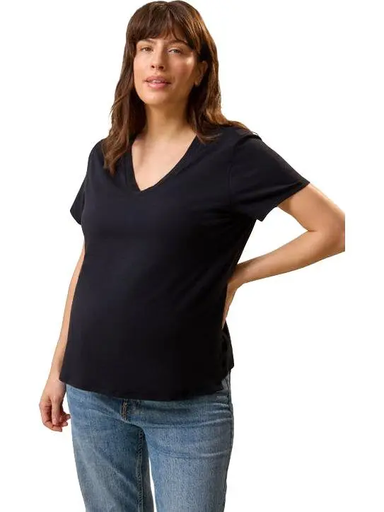 KINDRED BRAVELY Classic Modal V-neck T-shirt - Black