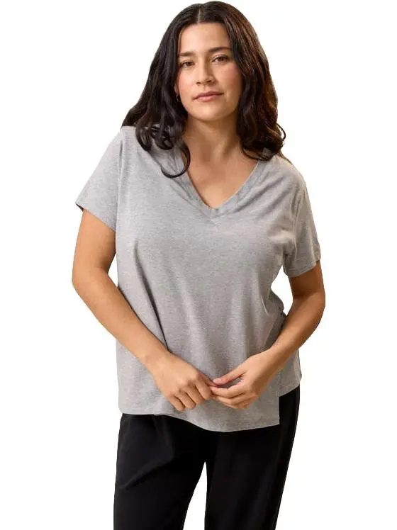 KINDRED BRAVELY Classic Modal V-neck T-shirt - Grey Heather