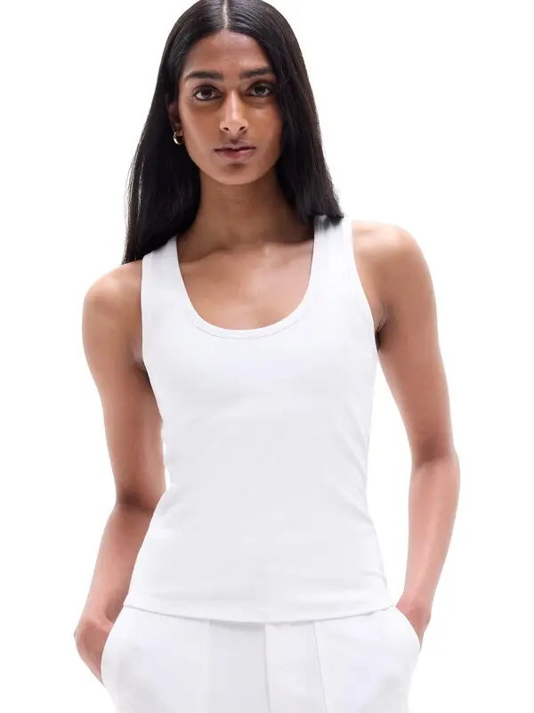 Athleta Signature Rib Scoop Tank - Bright White