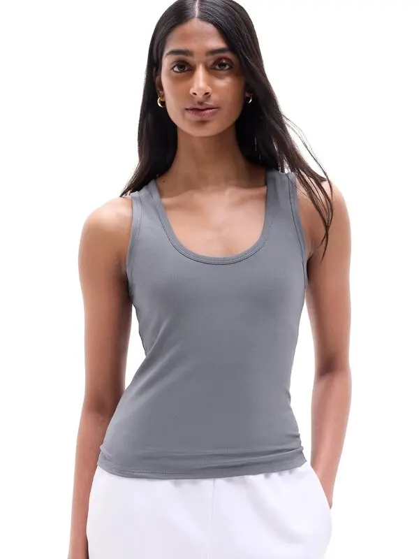 Athleta Signature Rib Scoop Tank - Slate
