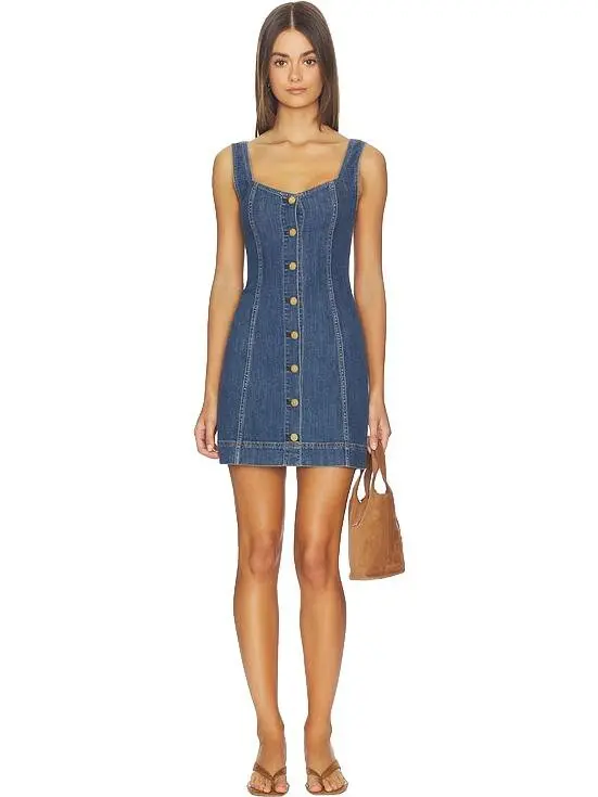 Alice + Olivia Bea Sweetheart Denim Mini Dress - Blue