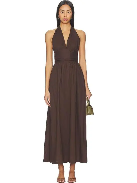 Faithfull The Brand Lido Halter Neck Maxi Dress - Brown