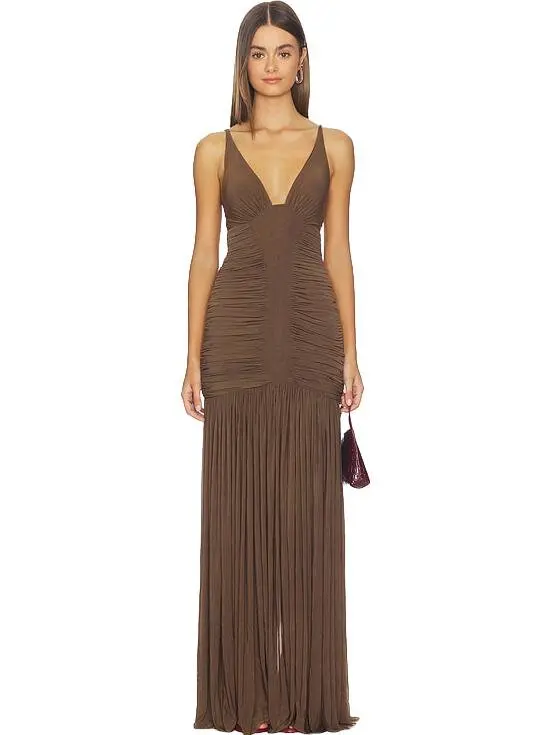 Misha Collection Inferno Jersey Maxi Dress - Brown