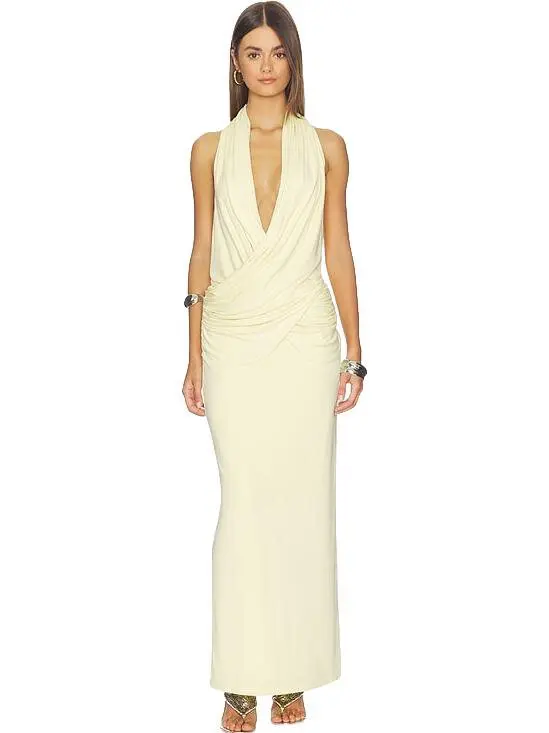 Misha Collection Cupro Cabana Dress - Lemon