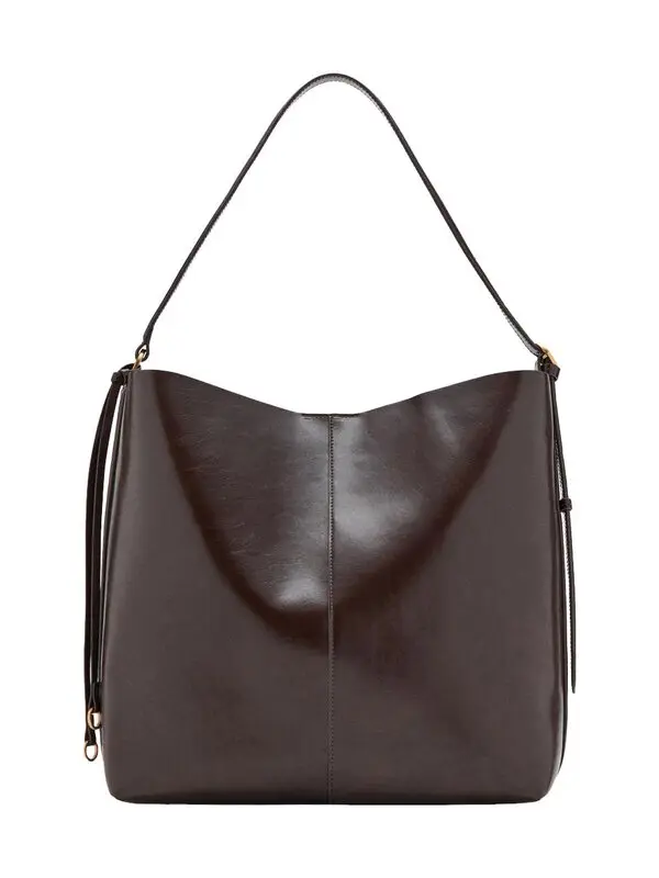 Mango Faux Leather Shoulder Bag - Chocolate