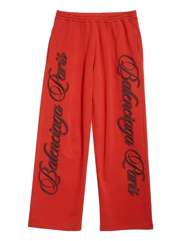 Balenciaga Embroidered Baggy Fleece Pants - 6167 Red/black