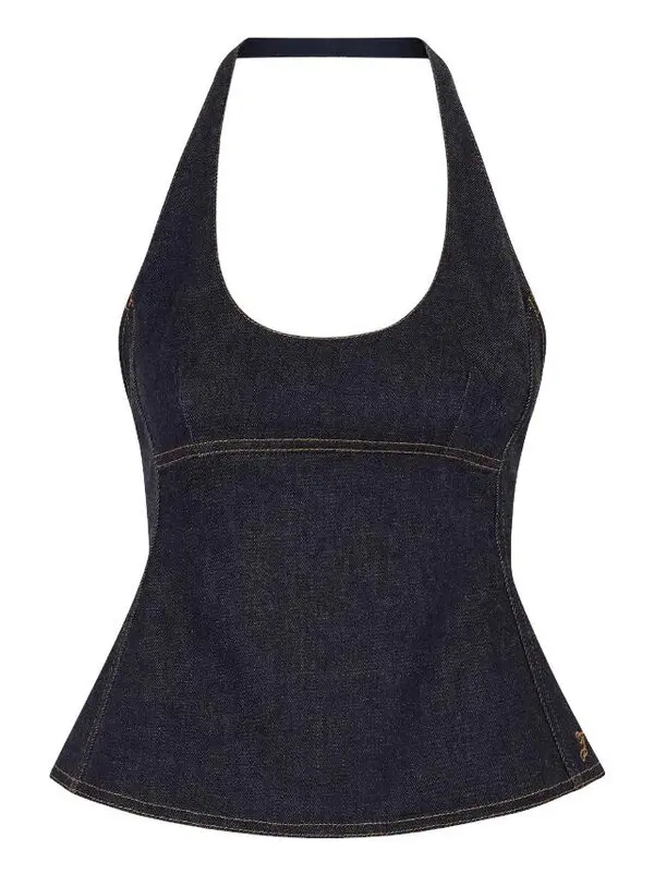 Jacquemus Lavoir Denim Halterneck Top - Blue