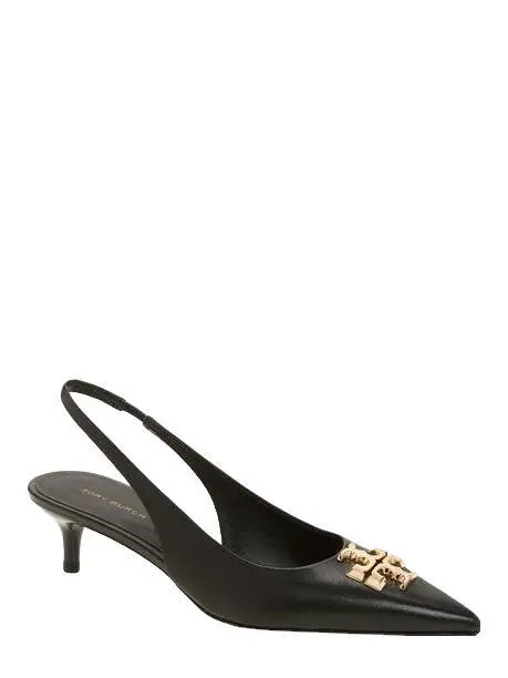 Tory Burch Eleanor Kitten Heel Slingback Pump - Perfect Black/gold