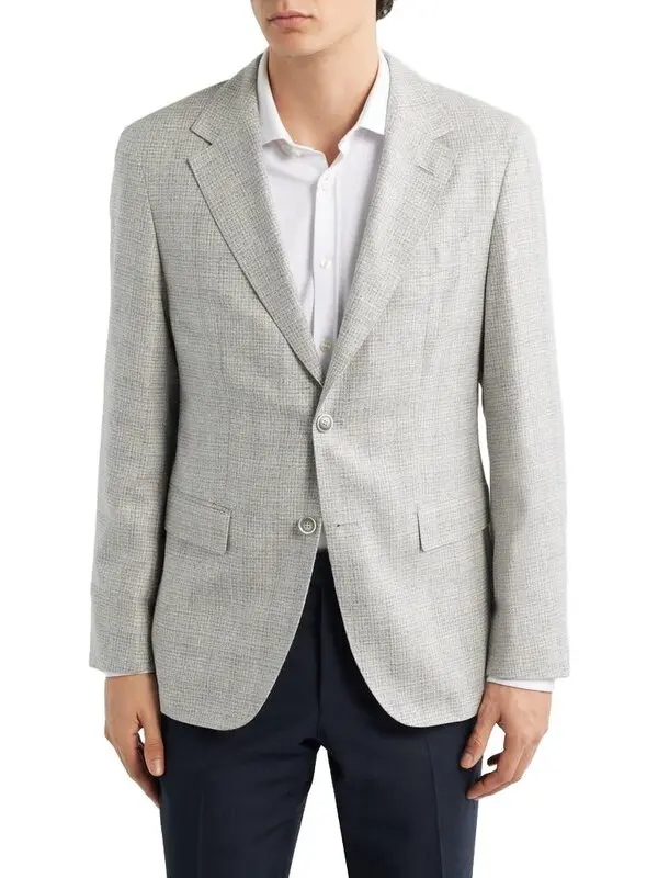 BOSS Regular Fit Silk & Wool Sport Coat - Silver