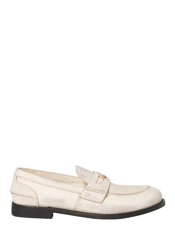 Miu Miu Vintage-effect Leather Penny Loafers - Butter