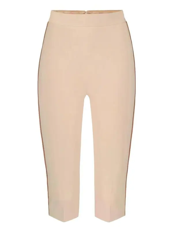 Elisabetta Franchi Slim Fit Crop Trousers With Contrast Side Inserts - Neutrals