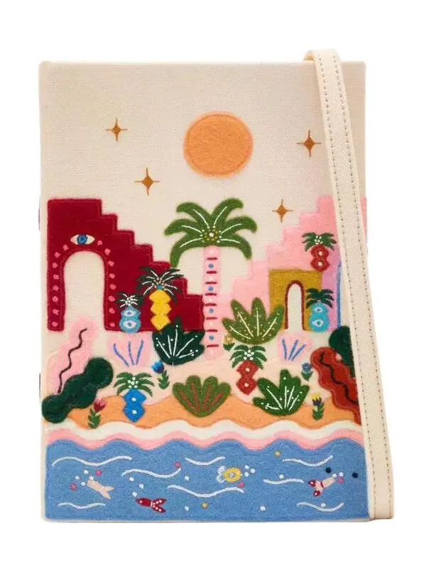 OLYMPIA LE-TAN Tropic Vibes-embroidered Clutch - Neutrals