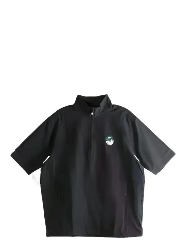 MALBON Short Sleeve Zip Embroidered T-shirt - Black