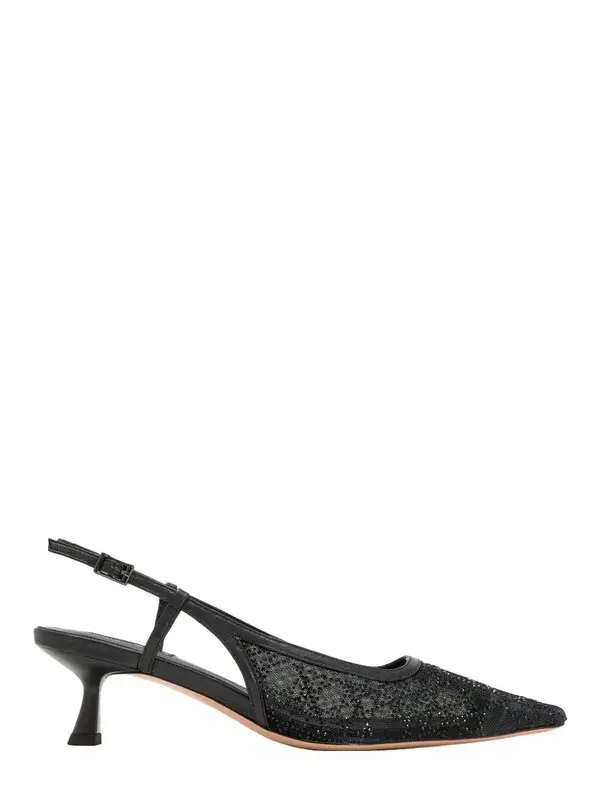 NICOLI Mysha Crystal-embellished Slingback Pumps - Black