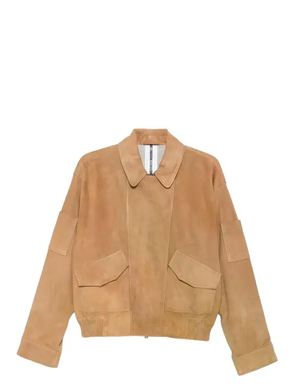 SWORD 6644 Patch Pocket Bomber Jacket - Brown