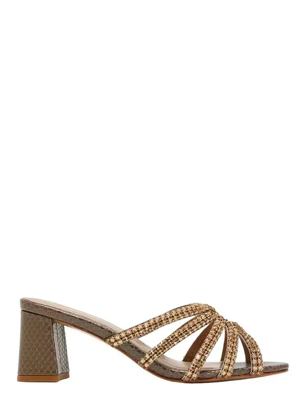NICOLI Rhinestone Embellished Strappy Sandals - Grey