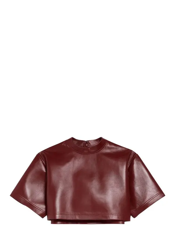 Balenciaga Cropped Lambskin T-shirt - Red