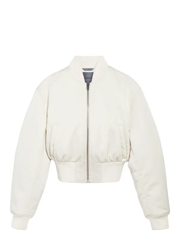 Balenciaga Cropped Bomber Jacket - White