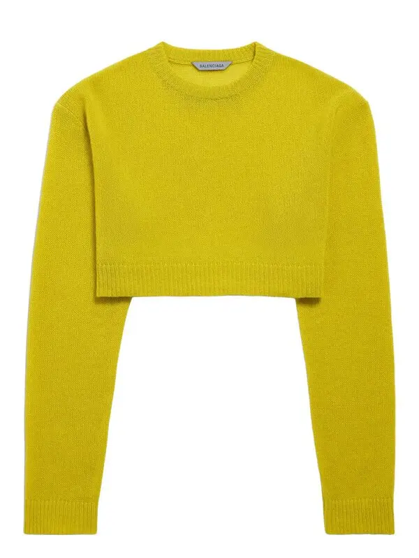 Balenciaga Cropped Crewneck - Yellow