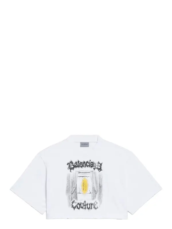 Balenciaga Salon De Couture Cropped T-shirt - White