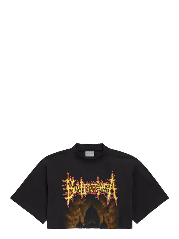 Balenciaga Sacré Caur Cropped T-shirt - Black