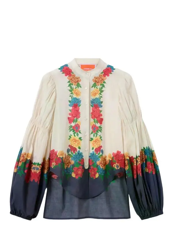 La DoubleJ Floral Placée Blouse - Neutrals
