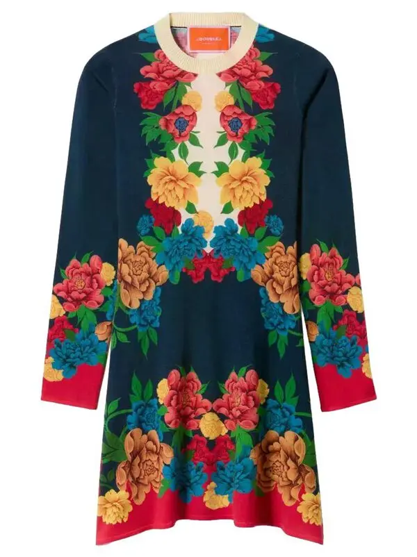 La DoubleJ Mini Swing Floral-print Dress - Blue