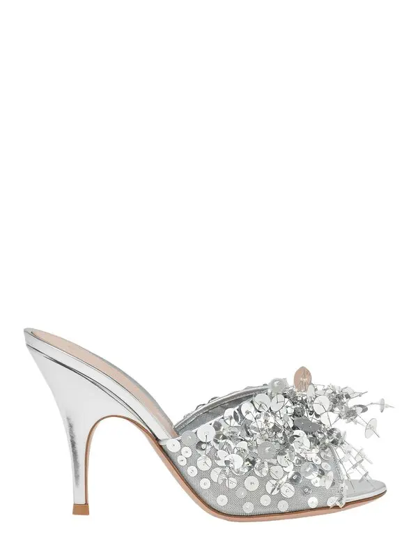 GIANVITO ROSSI Abyssa Mule - Silver - Fabric