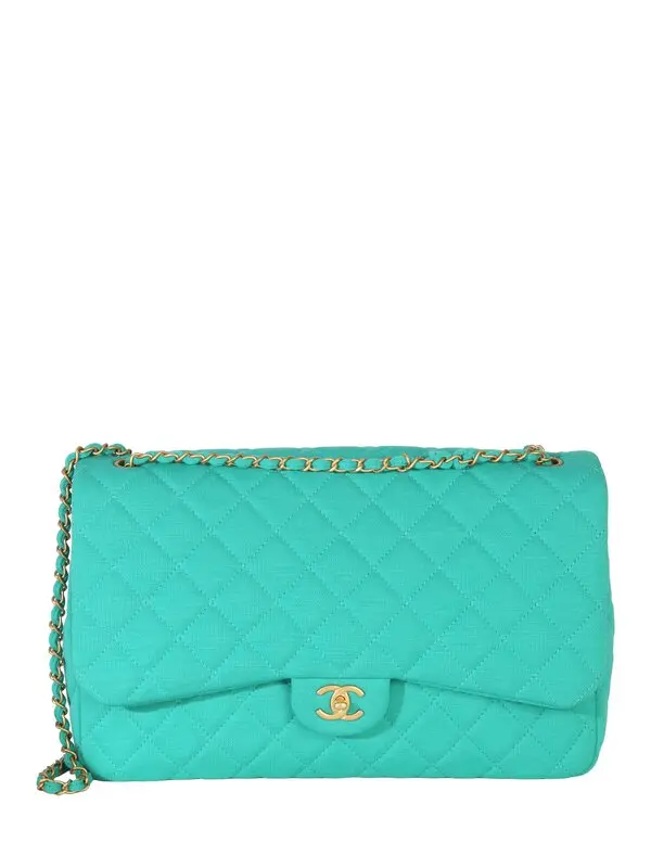 Chanel Xxl Jersey Quilted Travel Flap Bag - Green