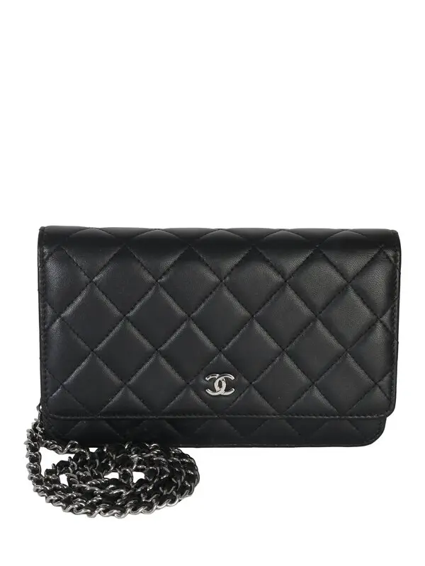 Chanel Quilted Lambskin Wallet On Chain - Black